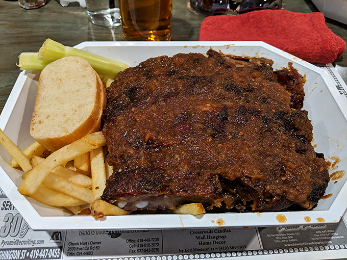 Juicier than gossip at a small-town diner! These ribs glisten with a flavor that'll make you want to hug the chef (but maybe wash your hands first).