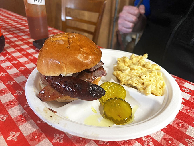 This sandwich isn't just a meal, it's an adventure. Kielbasa meets BBQ in a flavor explosion that'll make your taste buds dance.