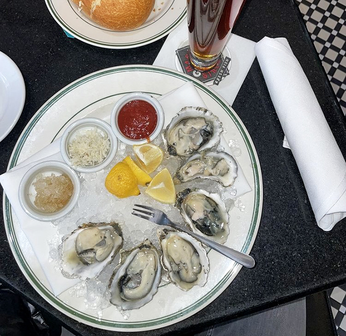 Oysters so fresh, you can almost hear the ocean. These briny beauties are nature's perfect appetizer &ndash; no utensils required!
