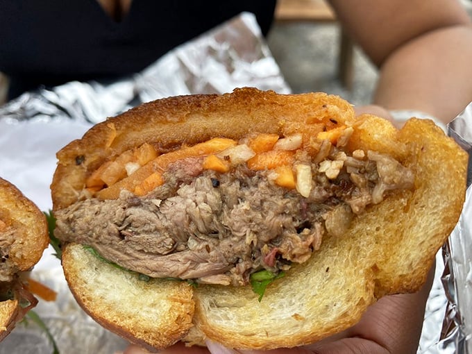 Sandwich or work of art? This lamb creation is so beautiful, it belongs in the Louvre... if the Louvre had a "Delicious Masterpieces" wing.