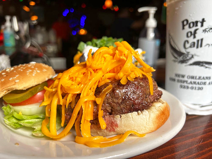 Medium rare perfection meets cheese avalanche. It's like Goldilocks found the "just right" burger, and it's anything but little.
