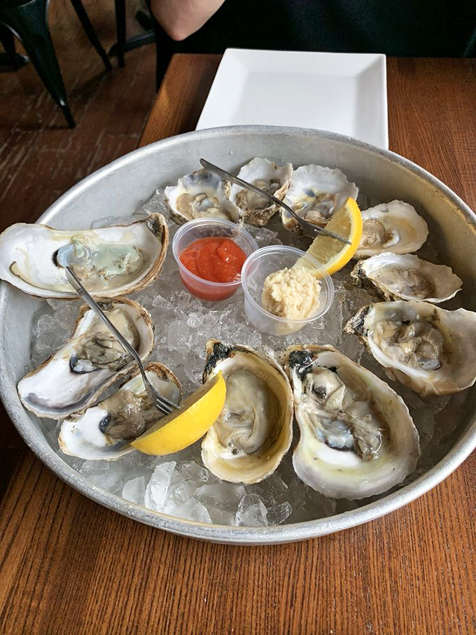 Fresh oysters on ice: Nature's perfect appetizer. It's like kissing the sea, but with less salt water up your nose.