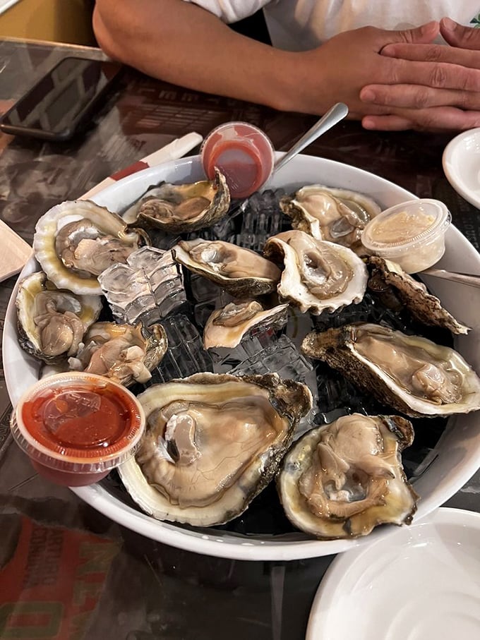 Oysters, oysters everywhere, and every drop to drink! These briny beauties are nature's way of saying, "Hey, let's have a party in your mouth!"