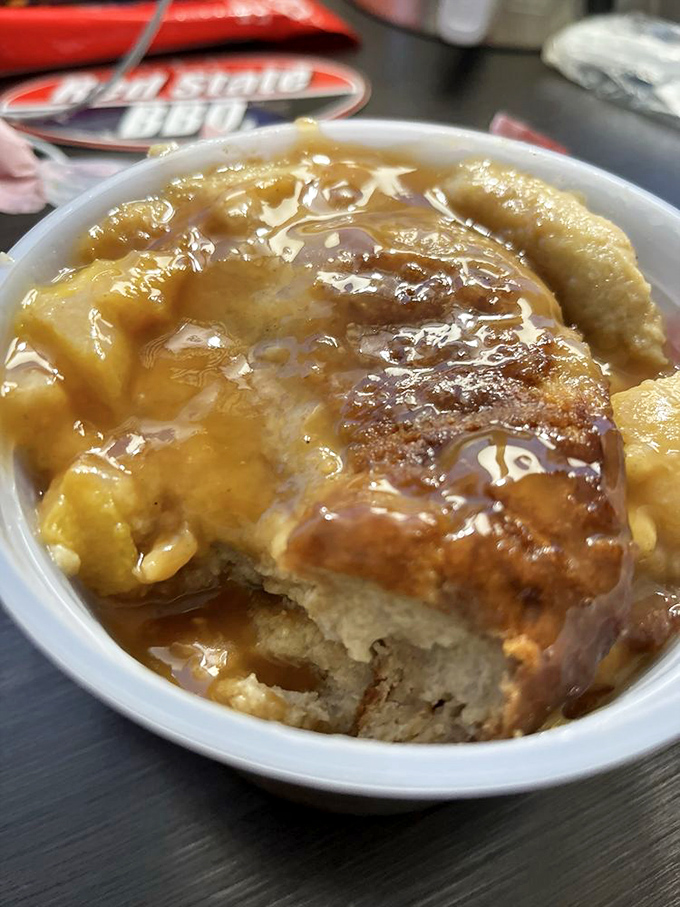 Dessert or breakfast? Why not both! This peach bread pudding is the comfort food equivalent of a warm hug from your favorite Southern grandma.