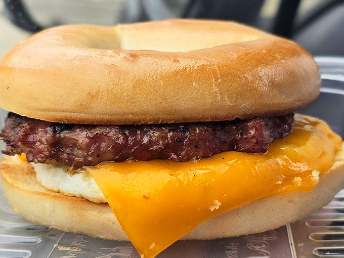 Rise and shine, it's pork time! This sausage and egg bagel sandwich is the breakfast of champions &ndash; and by champions, I mean anyone brave enough to tackle it.