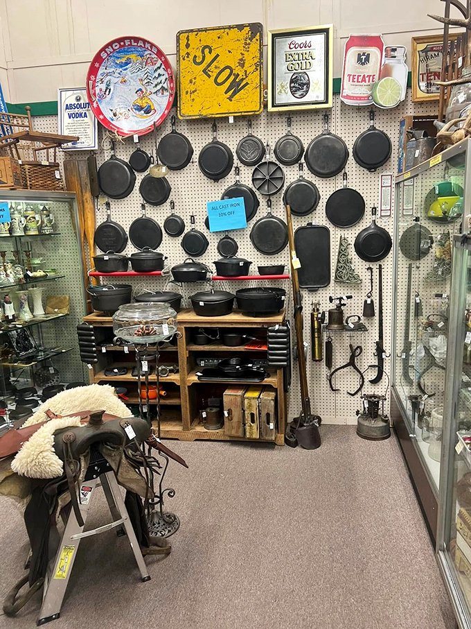 Holy kitchenware, Batman! This wall of cast iron could outfit an army of chefs or one very ambitious home cook.