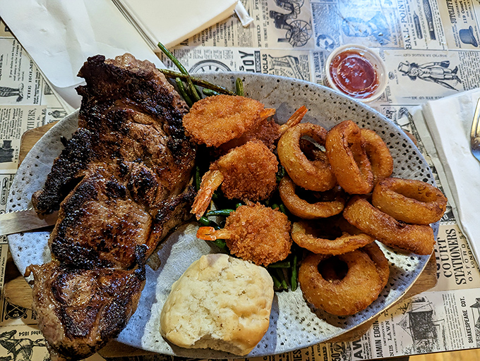 Who needs a time machine when you've got this plate? Travel back to simpler times with a hearty helping of prime rib and classic fixings.