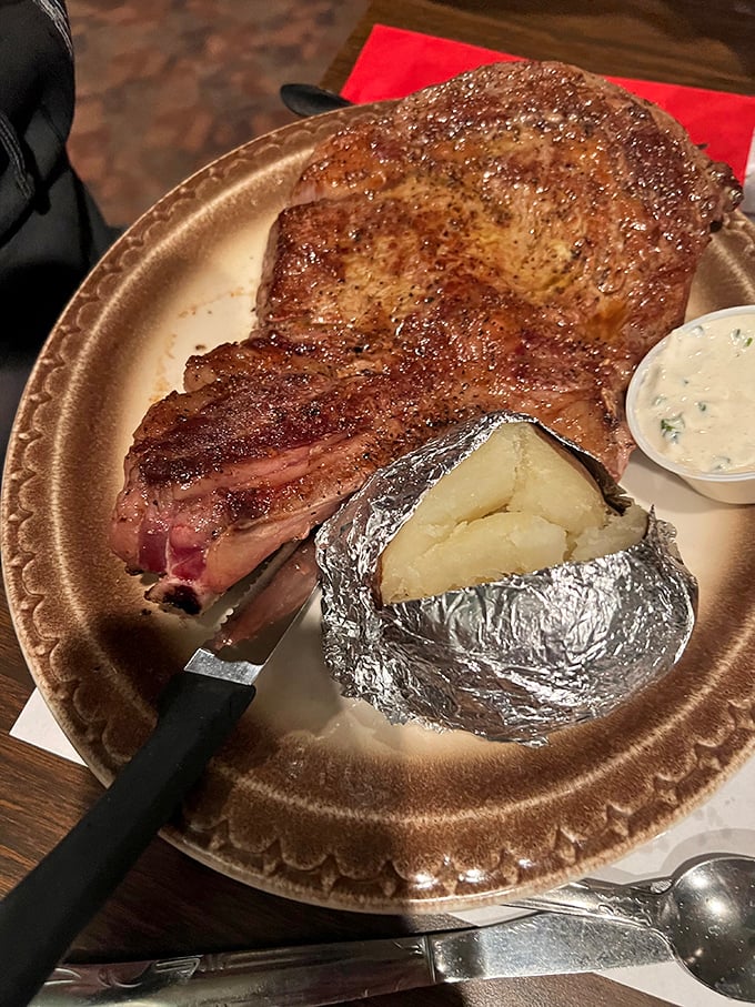 The dynamic duo: prime rib and baked potato. It's like Batman and Robin, if Batman were delicious and Robin were wrapped in foil.