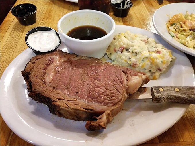 Prime rib perfection! It's the kind of dish that makes you want to hug the chef and buy a cow.
