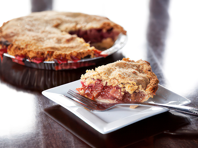 Raspberry rhubarb pie: Nature's sweet and sour candy in a flaky crust. It's like a flavor fiesta in your mouth!
