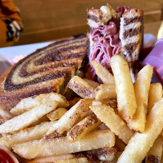 Sandwich goals achieved! This Reuben is stacked higher than your grandpa's stories about walking to school uphill both ways.