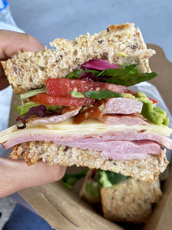 Sandwich goals, anyone? This towering creation could make a New York deli blush with envy.