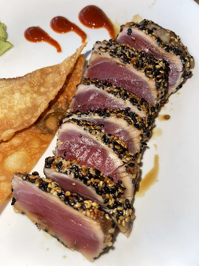 Seared Ahi Tuna that's cooler than the Fonz. It's like the ocean decided to send Fargo a "wish you were here" postcard.
