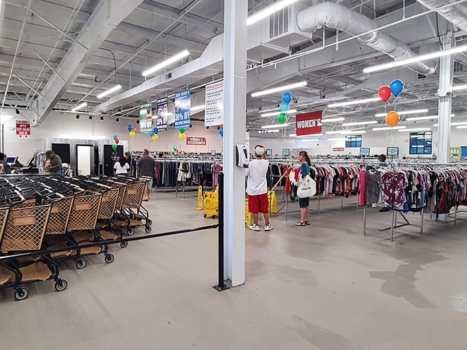 Treasure hunters in their natural habitat. Watch as they navigate the wilderness of secondhand wonders with expert precision.