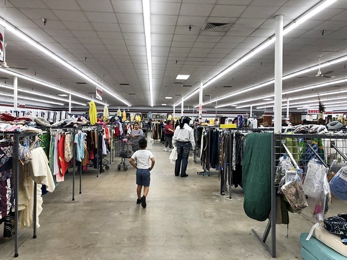 Bargain hunters in their natural habitat! Watch as they navigate the aisles with the precision of seasoned explorers on a quest for hidden gems.