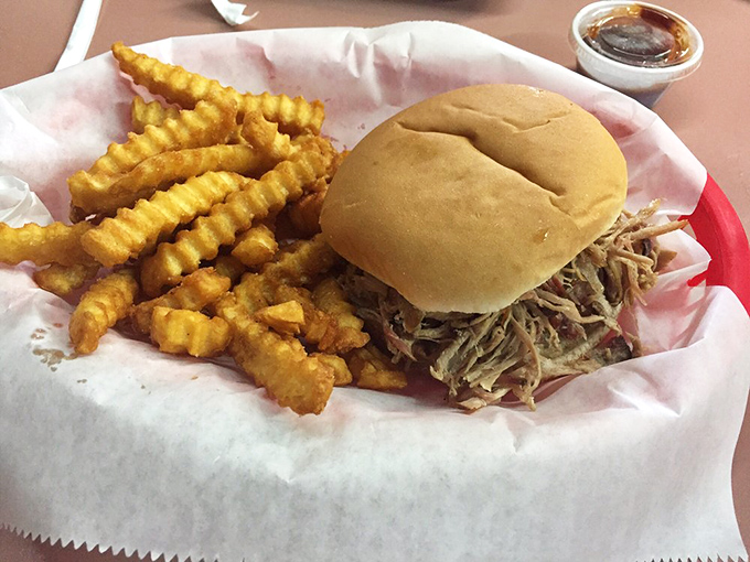 The classic BBQ sandwich and fries combo &ndash; proof that sometimes, the simple things in life are the most satisfying.