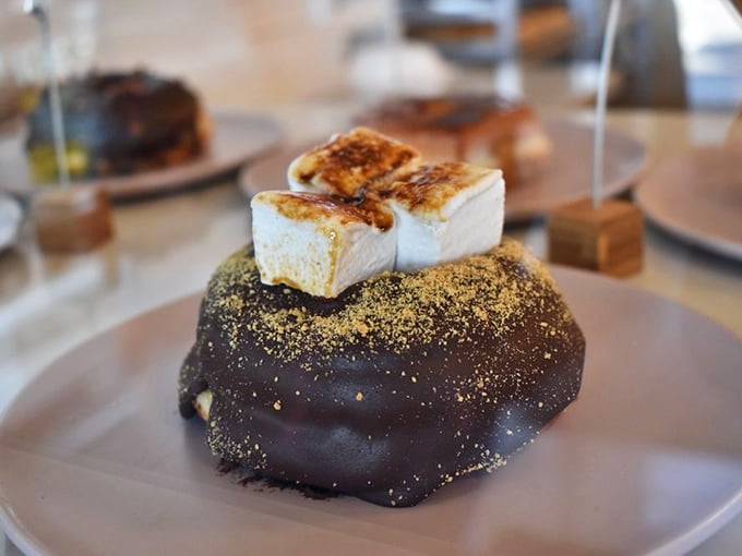 S'more, please! This donut is like a campfire treat that went to finishing school. Marshmallow, chocolate, and graham cracker in perfect harmony &ndash; no mosquitoes required!