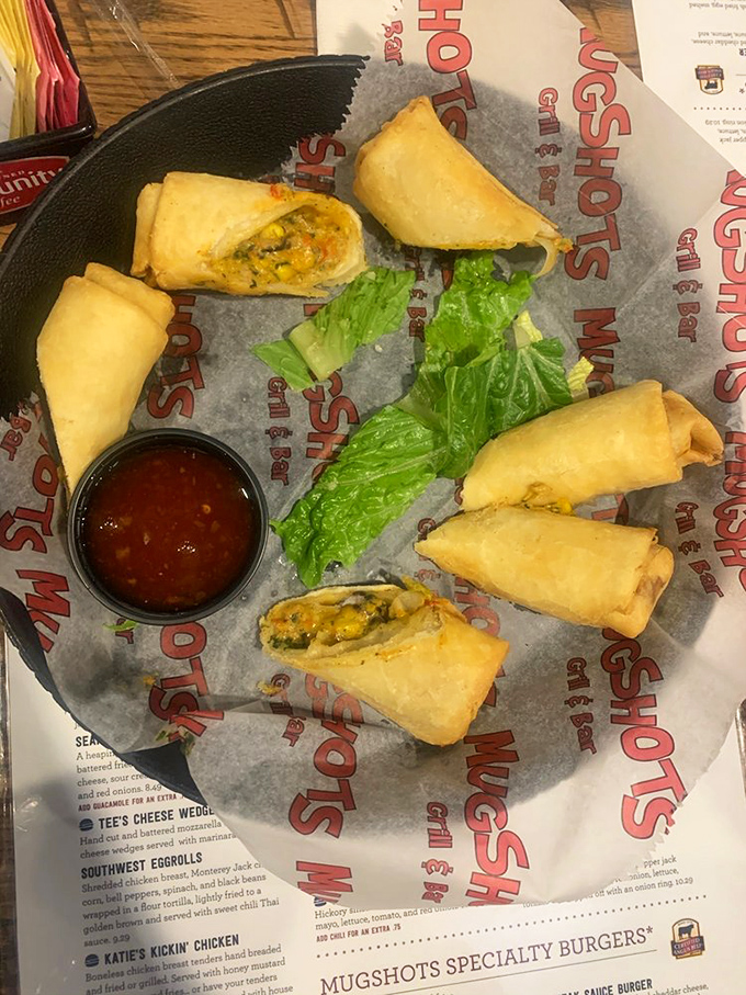East meets South in these crispy cylinders of joy. Imagine if a spring roll and a hush puppy had a delicious love child.