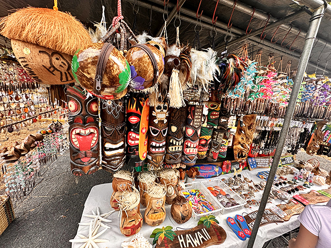 Tiki-tastic treasures! From grinning masks to pineapple-shaped everything, these souvenirs are guaranteed conversation starters back home.