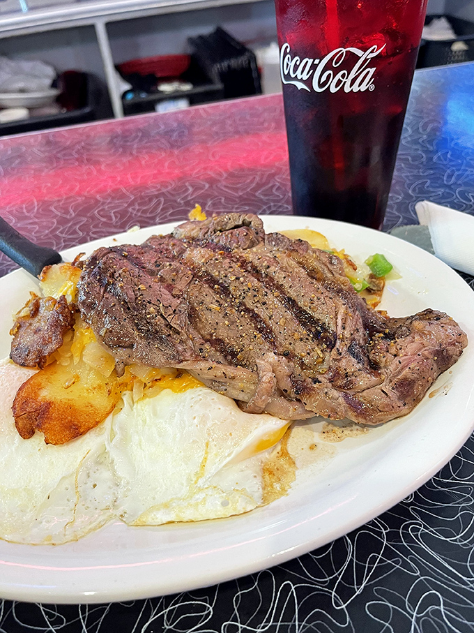 Steak your claim on flavor! This plate is meatier than a Schwarzenegger movie marathon.