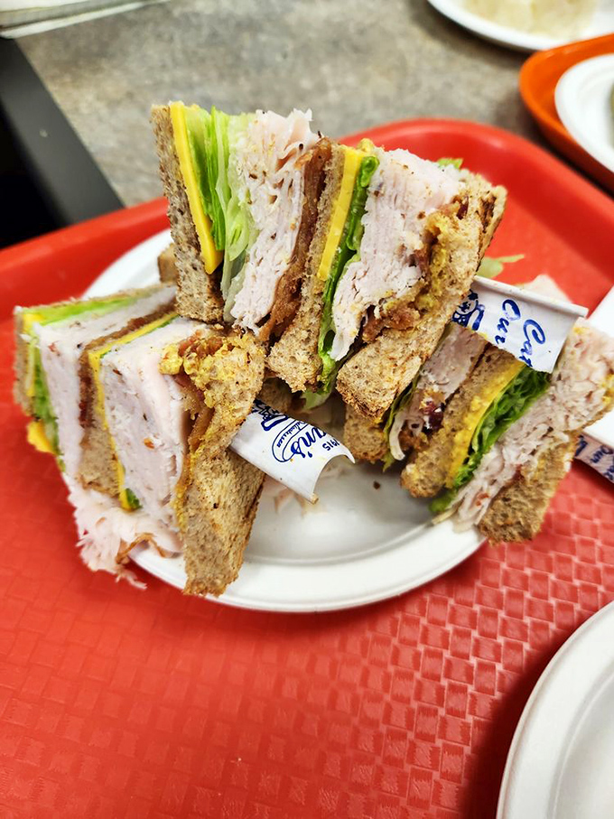 Club sandwiches elsewhere just became jealous. This triple-decker masterpiece with its perfect ratio of meat, cheese, and veggies is sandwich engineering at its finest.