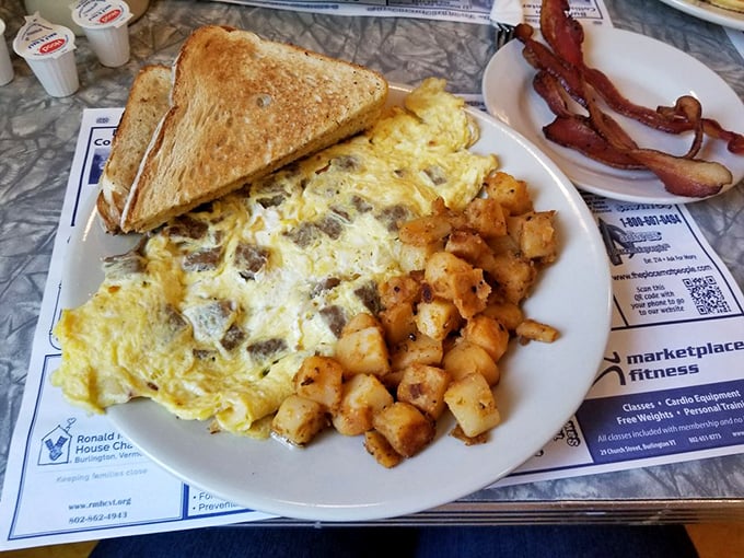 Turkey sausage and cheddar unite in an omelet that's like Thanksgiving and breakfast had a delicious love child.