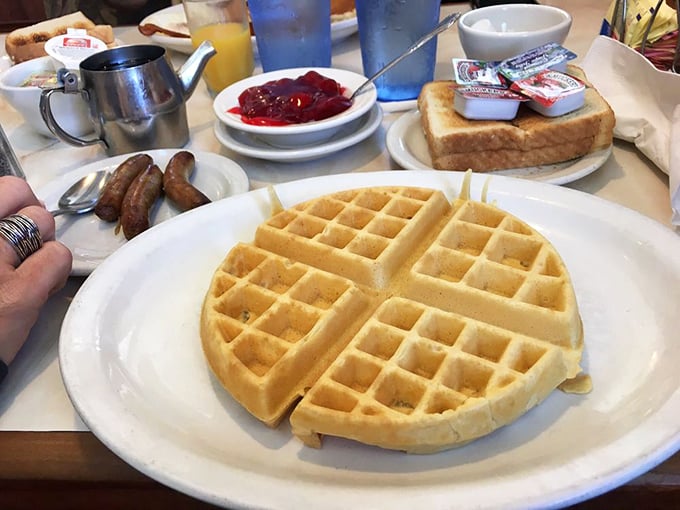 Golden, crispy, and ready for its syrup waterfall moment. This waffle is the Brad Pitt of breakfast - irresistibly attractive and bound to be a crowd-pleaser.