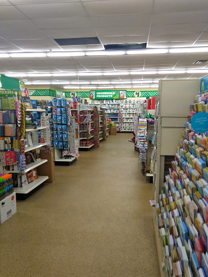Behold, the aisle of infinite possibilities! From party supplies to pantry staples, it's a one-stop shop for life's little necessities and whimsical wants.