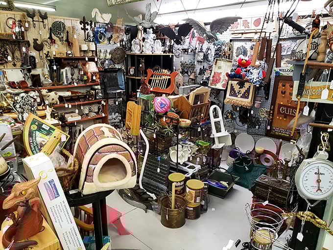 Welcome to the "I Spy" championship level! Can you spot the pink dollhouse, the brass candlesticks, and your long-lost childhood memories?