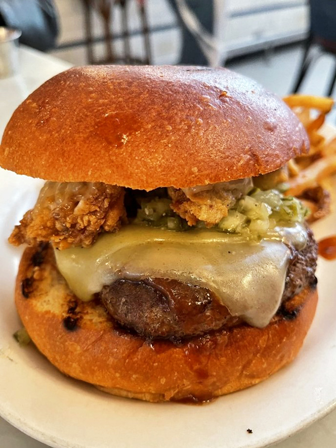 Burger bliss: A tower of temptation that proves Neptune Oyster isn't just a one-trick pony. Land and sea unite in delicious harmony.
