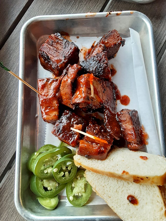 Burnt ends: Where flavor goes to party! These little morsels of BBQ perfection are like meat candy for grown-ups. Resistance is futile!