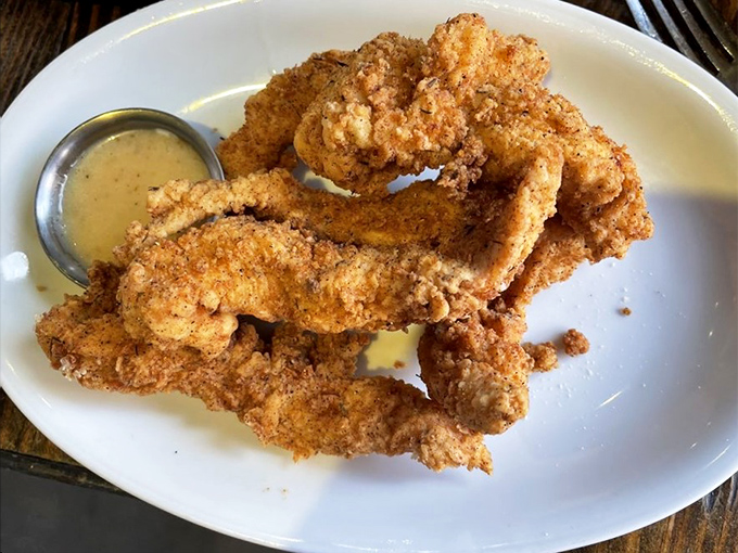 Chicken tenders that could make Colonel Sanders jealous. These golden-brown beauties are proof that sometimes, the simplest dishes are the most satisfying.
