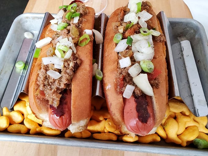 Hot diggity dog! These chili-smothered beauties are like a warm hug for your taste buds. Napkins required, but dignity optional.