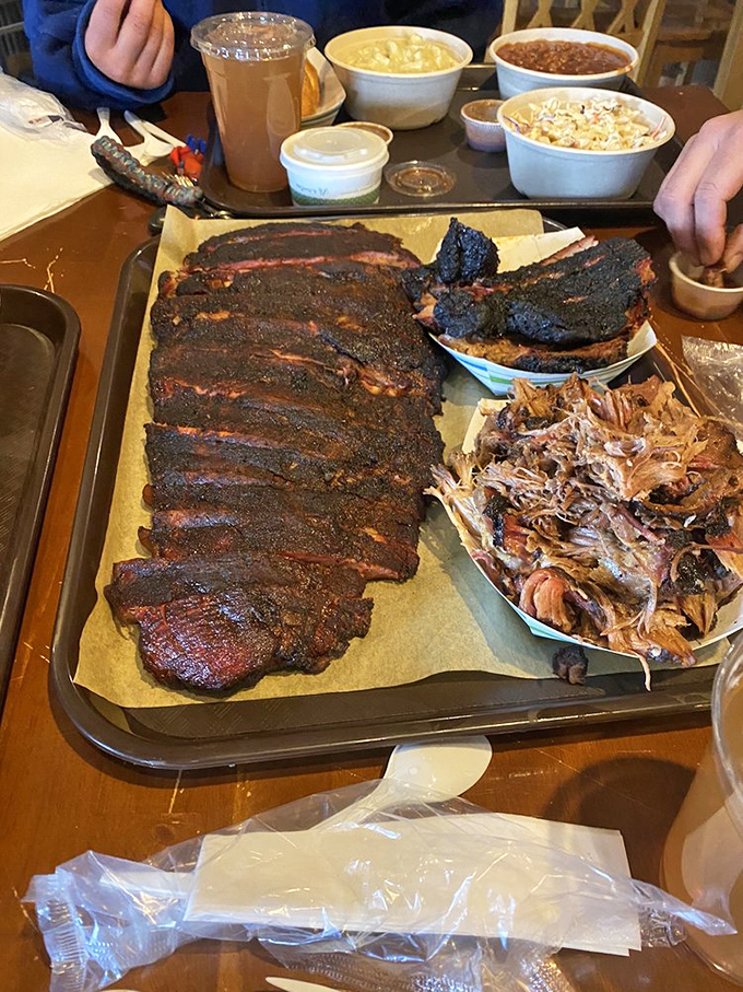Meat lover's paradise! This combo platter is like a greatest hits album for your taste buds, featuring chart-toppers from across the barbecue spectrum.