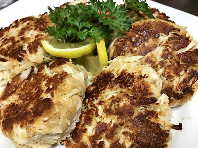Golden-brown perfection! These crab cakes look so good, they might just inspire a new dance craze: the Chesapeake Shuffle.