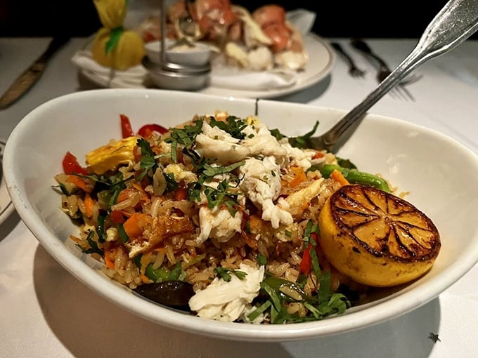 Crab fried rice: Where comfort food meets coastal luxury. It's like your favorite takeout got a glamorous makeover and a seafood upgrade.