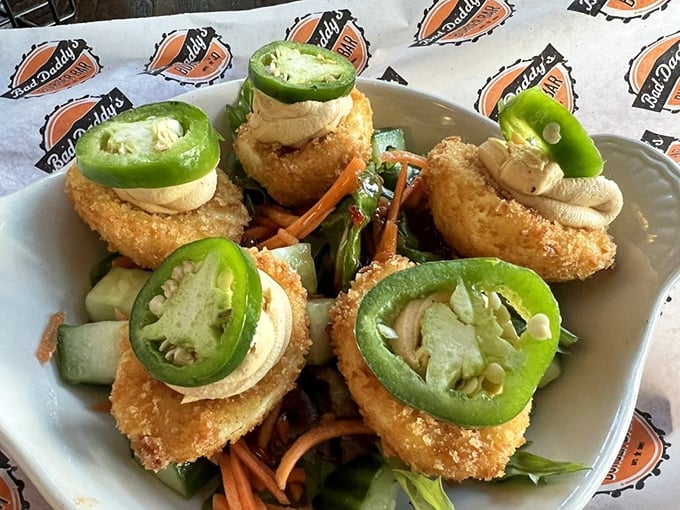 Deviled eggs with a heavenly twist! These little bites of joy are so pretty, they could moonlight as modern art installations. Eat them before a museum curator spots them!