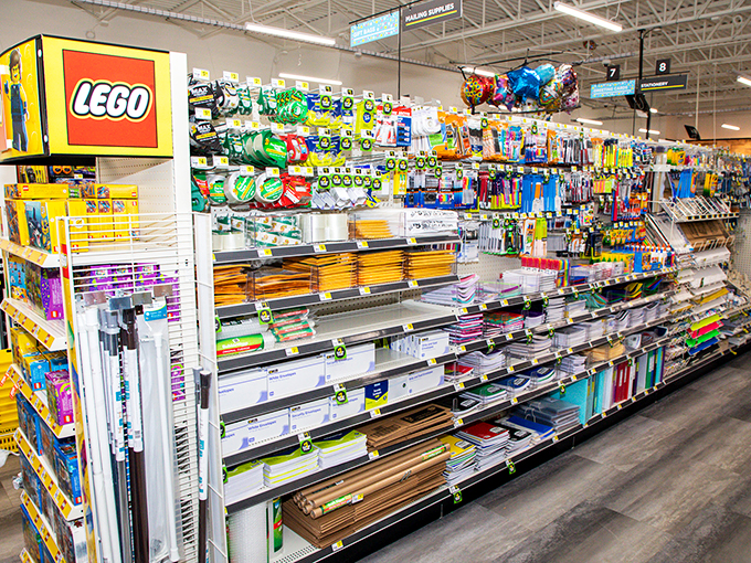 School supplies that would make any teacher or parent weep with joy&mdash;LEGO signage included, though your budget remains decidedly un-blocked.