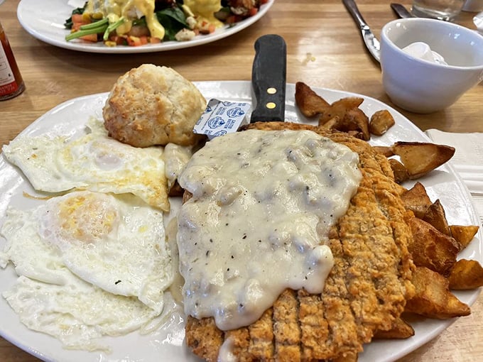 This isn't just country fried steak, it's country fried heaven! Crispy, savory, and guaranteed to make you forget about your diet resolutions.