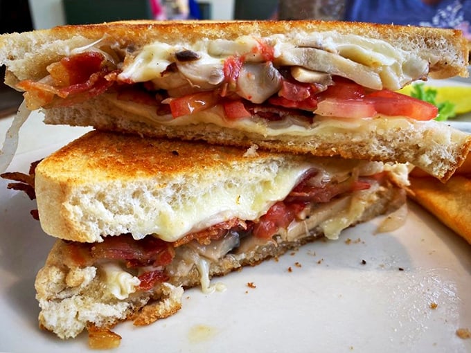 Grilled cheese perfection or edible work of art? Why not both? This sandwich is so gooey and golden, it could make the Mona Lisa jealous of its good looks.