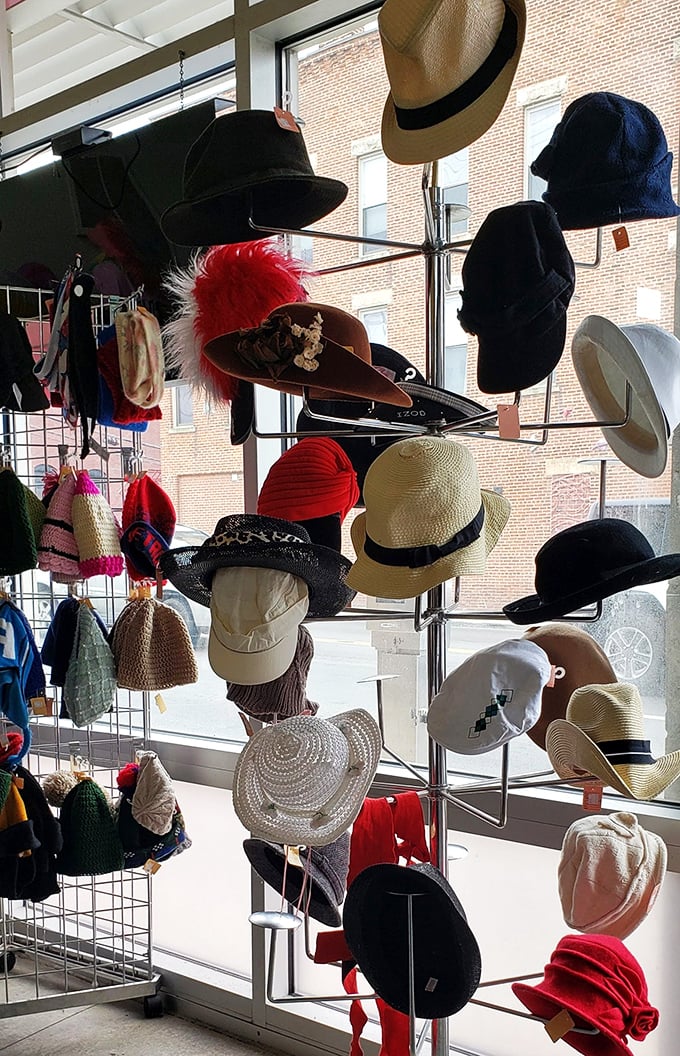 Hat heaven for the indecisive fashionista. From fedoras to sun hats, your next personality statement is hanging somewhere in this magnificent collection.