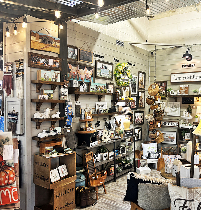 Farmhouse chic meets rustic nostalgia in this carefully curated corner. Those whiskey crates weren't expecting their retirement to be so stylish.