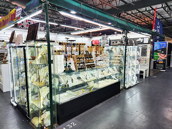 All that glitters is not gold, but it sure is shiny! This jewelry display could blind you faster than Florida's midday sun.