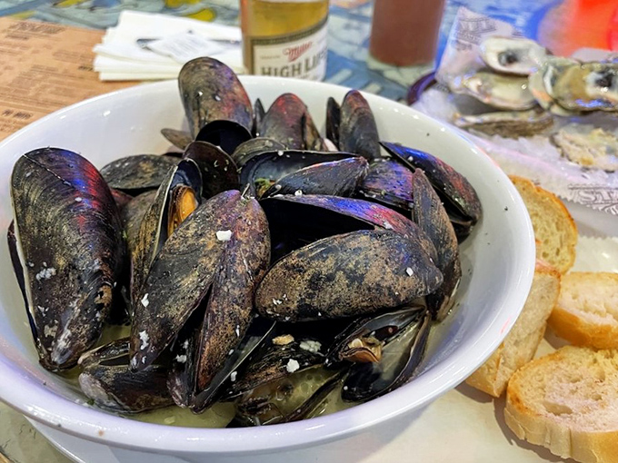 Mussels flexing their culinary muscles! These plump beauties are ready to steam their way into your heart.