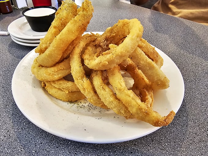 Ring-a-ding-delicious! These golden onion rings are the crispy crowns of the appetizer world. Dunk 'em if you dare!