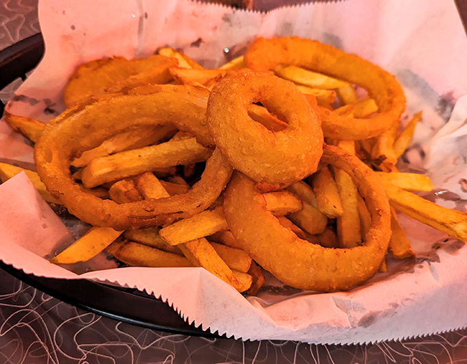 Golden rings of joy! These onion rings are crunchier than your old yearbook photos and twice as satisfying.