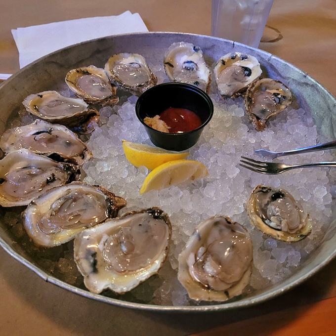 Oysters on ice: nature's perfect appetizer. These briny beauties are like kissing the sea, with a squeeze of lemon for good measure.