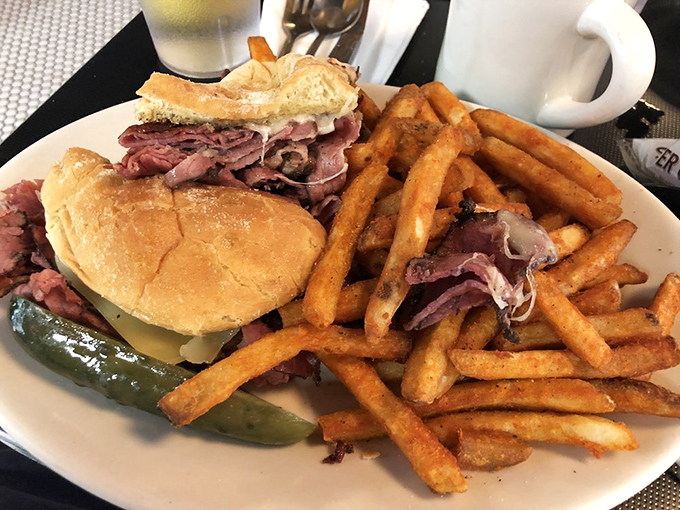The pastrami sandwich that could make New York jealous. Piled high with meat and paired with crispy fries, it's a meal fit for a king.