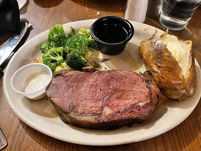Meet the prime rib, the Marlon Brando of meats - robust, perfectly seasoned, and ready for its close-up. Don't forget to share the spotlight with those sides!