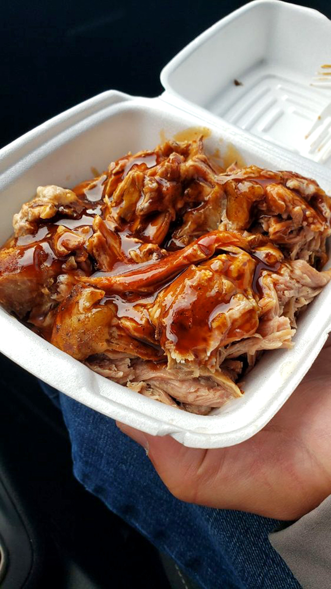 Pulled pork perfection! This mountain of meat is so juicy and tender, it practically melts in your eyes before it even reaches your mouth.